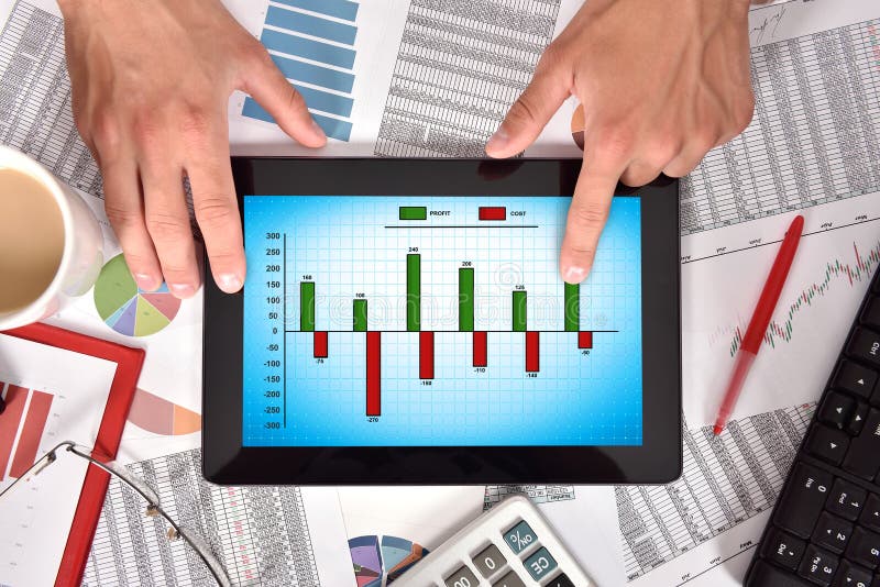 Tablet with chart stock image. Image of device, communication - 60163619