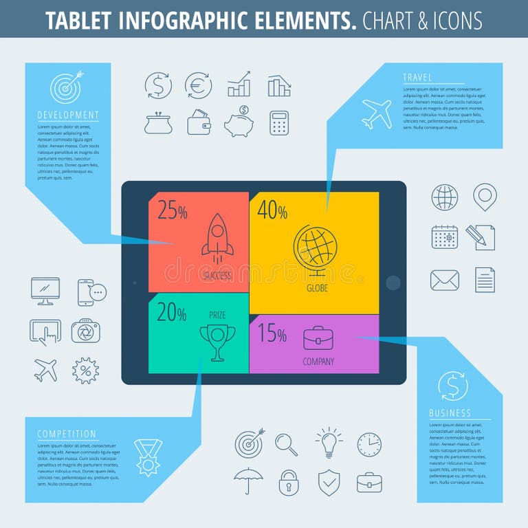 Tablet Chart Infographic and Icons Stock Vector - Illustration of ...