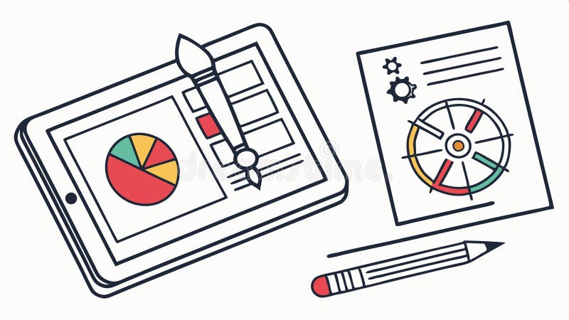 Tablet with Charts and Pencil for Data Analysis Vector Design ...