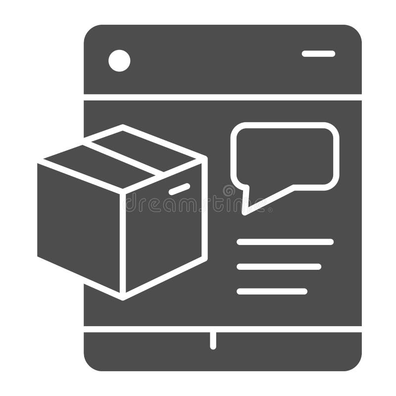 Tablet with Chat Message and Cardboard Package Solid Icon, Online ...