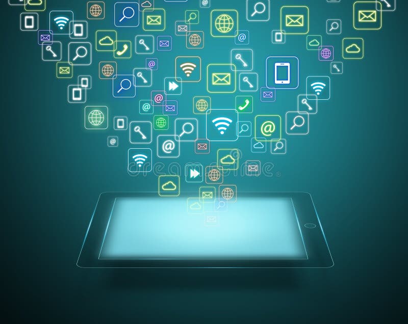 Touch Screen Tablet with Application Icons Stock Illustration ...