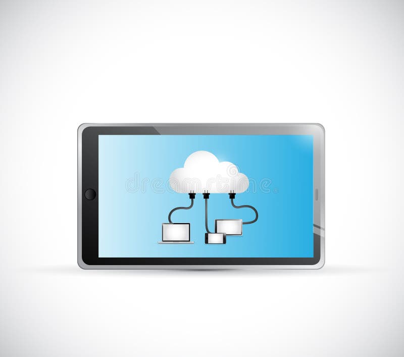 Tablet and Cloud Computing Connection Illustration Stock Illustration ...