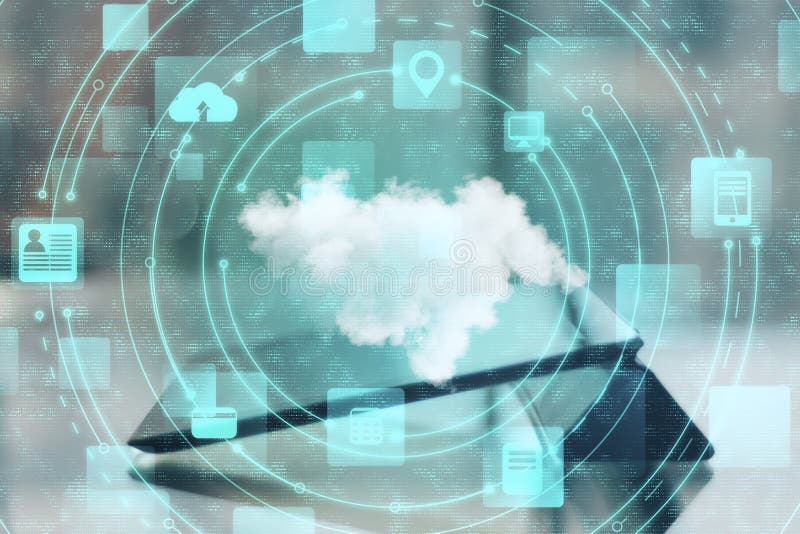Tablet with Cloud Computing Diagram Stock Image - Image of networking ...