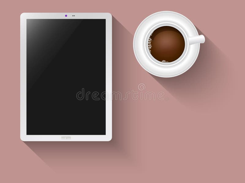 Tablet and coffee cup. stock vector. Illustration of coffee - 33362693