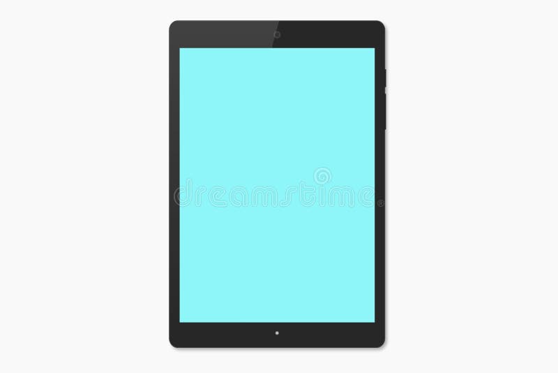 Tablet Computer with Blank Blue Screen. Stock Illustration ...