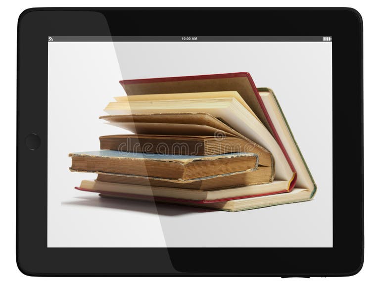 Tablet Computer and Book - Digital Library Concept Stock Image - Image ...