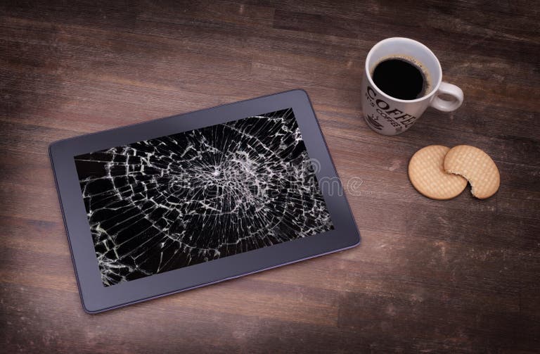 Tablet Computer with Broken Glass Stock Image - Image of ipad, injured ...