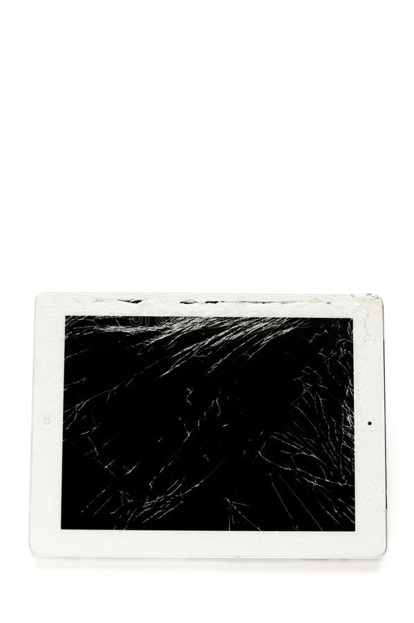 Tablet Computer with Broken Glass Screen Stock Image - Image of ...