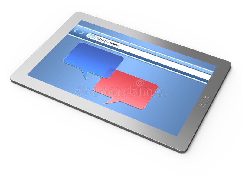 Tablet computer chat stock illustration. Illustration of chat - 23245140