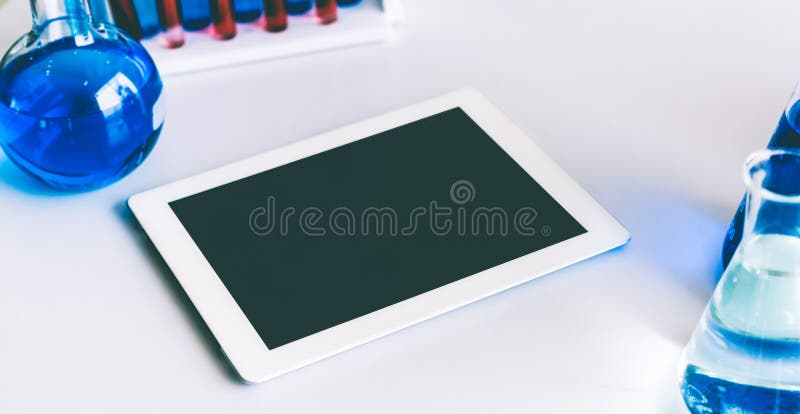 Tablet Computer in Chemistry Laboratory Stock Photo - Image of person ...