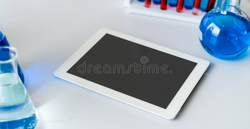 Tablet Computer in Chemistry Laboratory Stock Photo - Image of ...