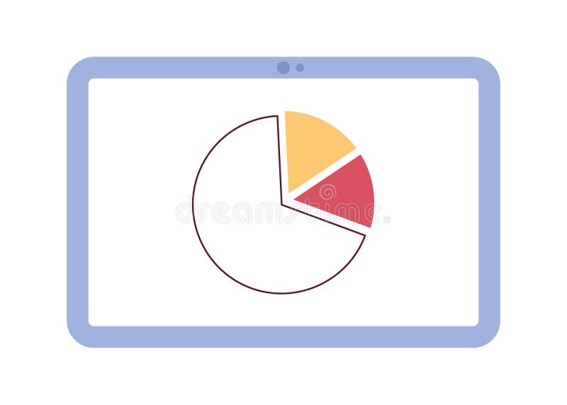 Tablet Computer with Circle Diagram Semi Flat Colour Vector Object ...