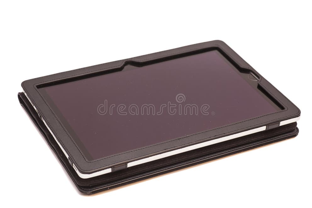 Tablet computer in cover stock image. Image of frame - 55836757