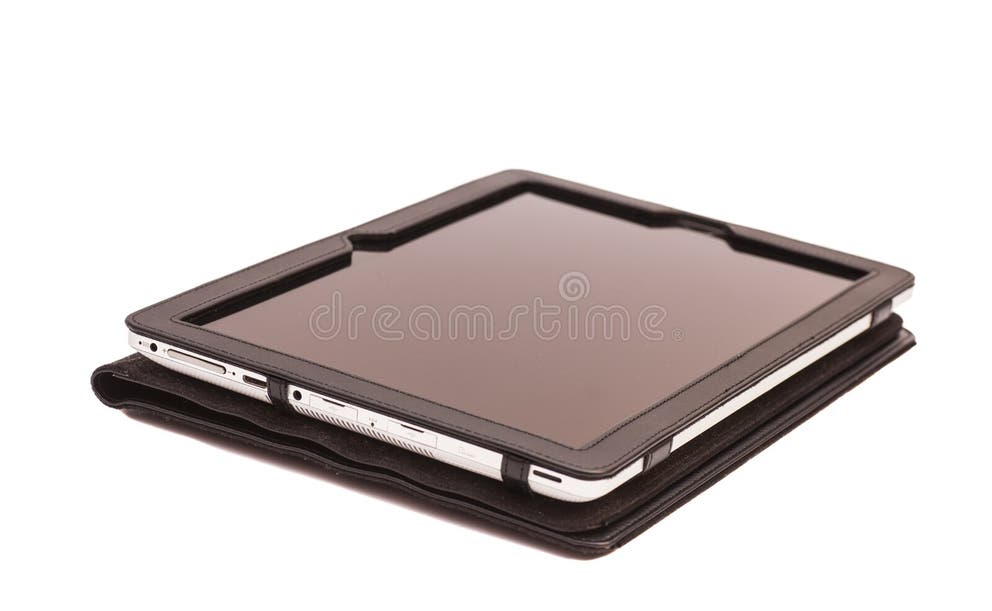 Tablet computer in cover stock image. Image of isolated - 56228687