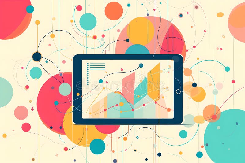 Tablet Computer with Data Charts, and Data Connections Stock Image ...