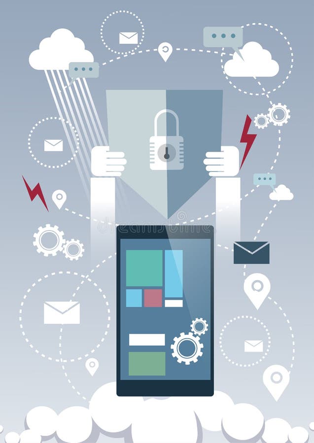 Tablet Computer Device Data Protection Cloud Storage Security Stock ...