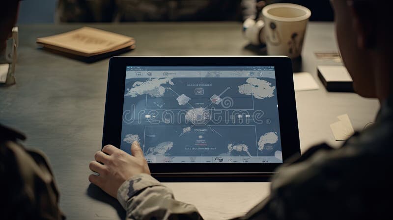 A Tablet Computer Displaying Ai Control Interfaces Augmented Reality Overlays And Online