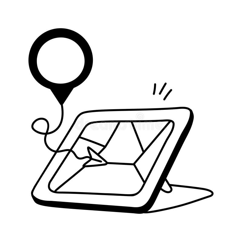 A Tablet Computer Displaying a Current Location Map with a Location Pin ...