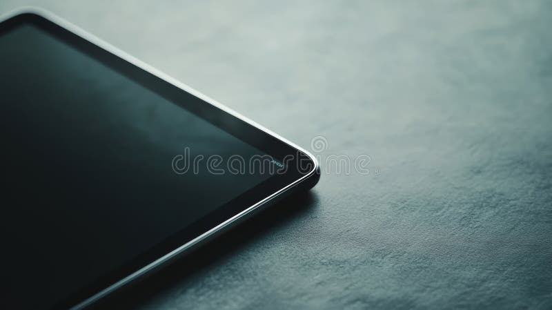 Tablet Computer Displaying Email Notification on Table Surface Stock ...