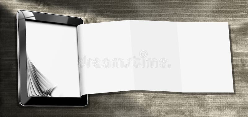 Wooden Tablet Computer Notebook with Pages Stock Illustration ...