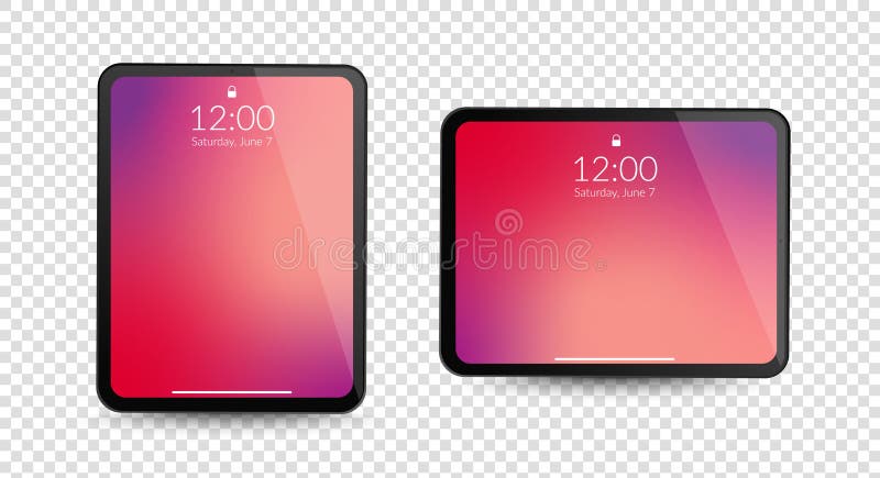 Tablet Computer Gadgets. Horizontal and Vertical Screen Display ...