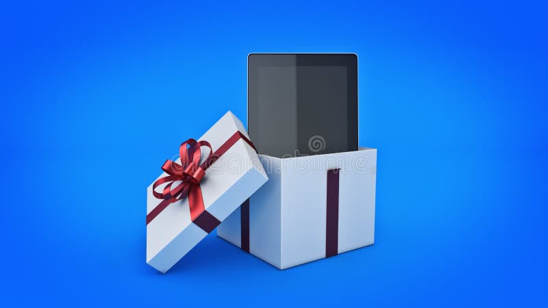 Tablet Computer. Gift Box Concept Stock Illustration - Illustration of ...