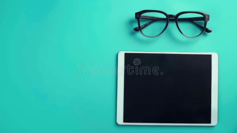 Tablet Computer with Glasses Stock Image - Image of online, browsing ...