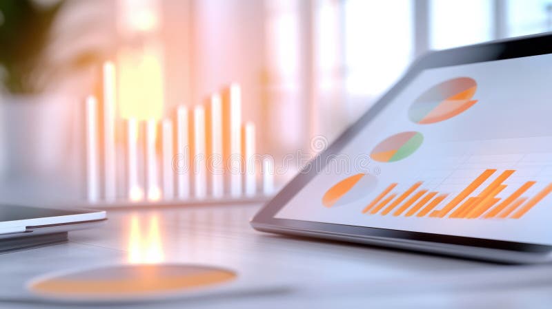 A Tablet Computer with a Graph on it Sitting Next To an Electronic ...