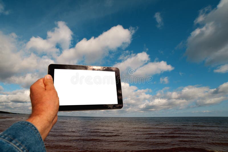 Tablet computer in hand. stock photo. Image of equipment - 26410476