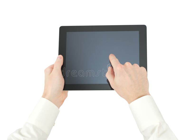 Holding Touch Screen Tablet Stock Image - Image of abstract, clipping ...