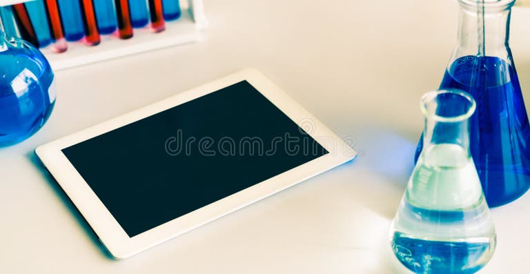 Tablet Computer in Chemistry Laboratory Stock Image - Image of chemical ...