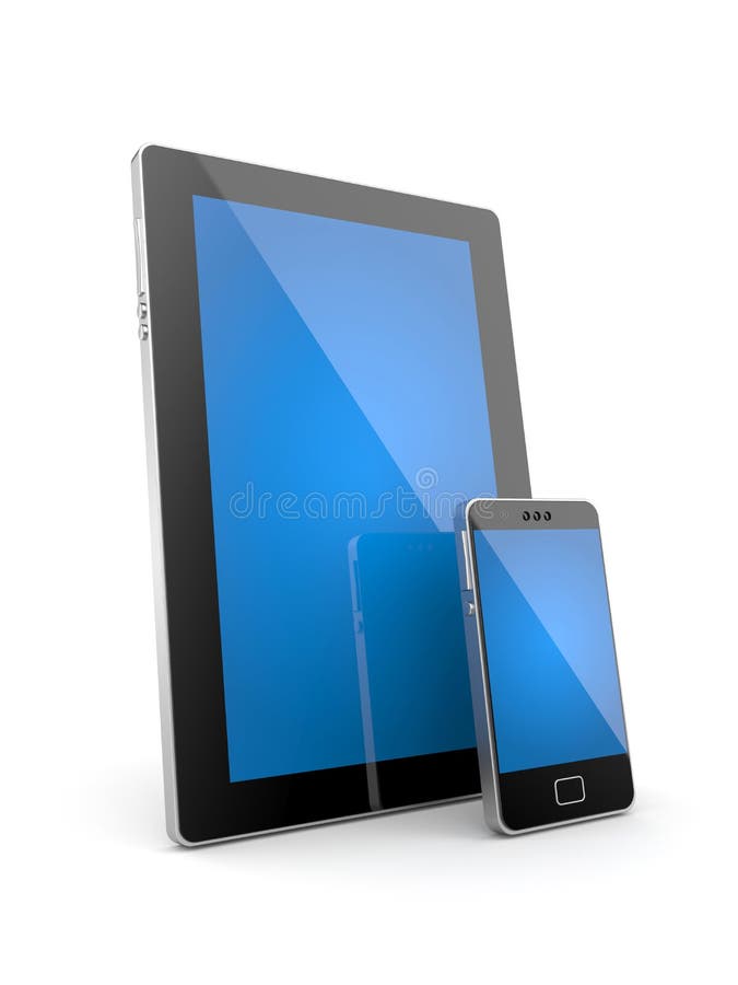 Tablet Computer and Mobile Phone Stock Illustration - Illustration of ...