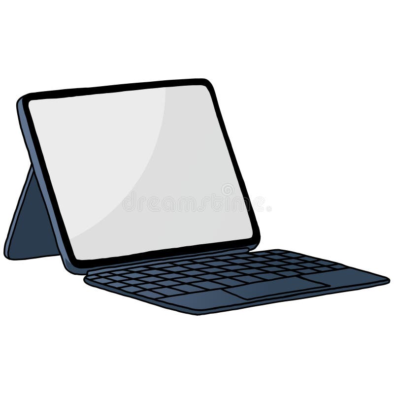 Tablet Computer Mobile Stand Blank Screen Drawing Vector Illustration ...