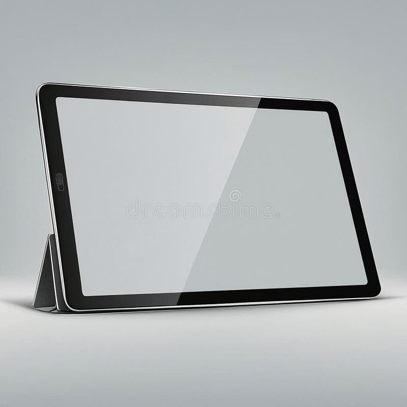 Tablet Computer Mockup with Blank Screen, Side View Stock Illustration ...