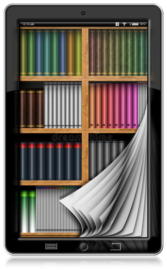 Tablet Computer Books stock illustration. Illustration of journalism ...