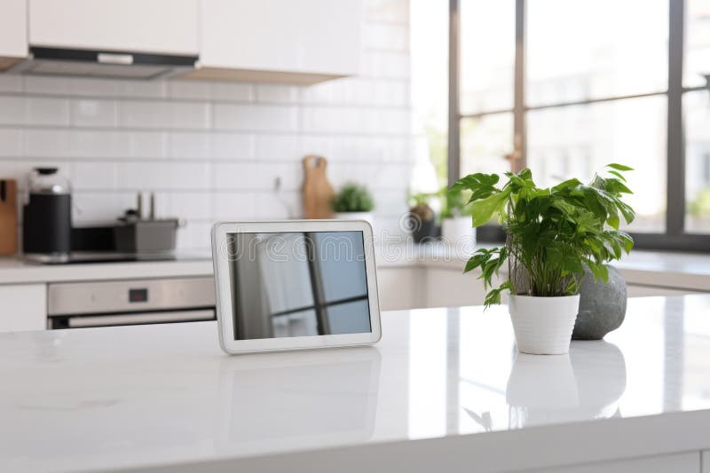 A Tablet Computer Placed on a Kitchen Counter. Ideal for Showcasing ...