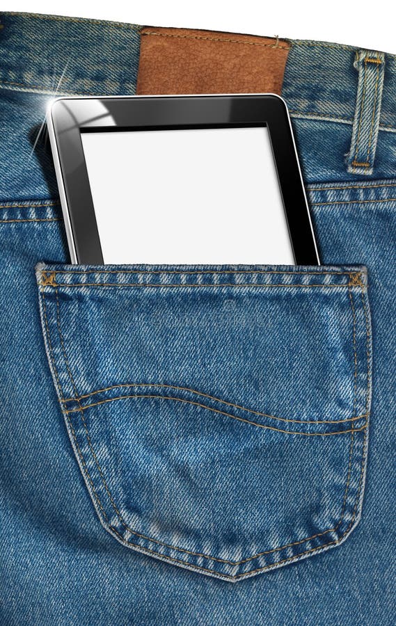 Tablet Computer in a Pocket of Blue Jeans Stock Photo - Image of ...