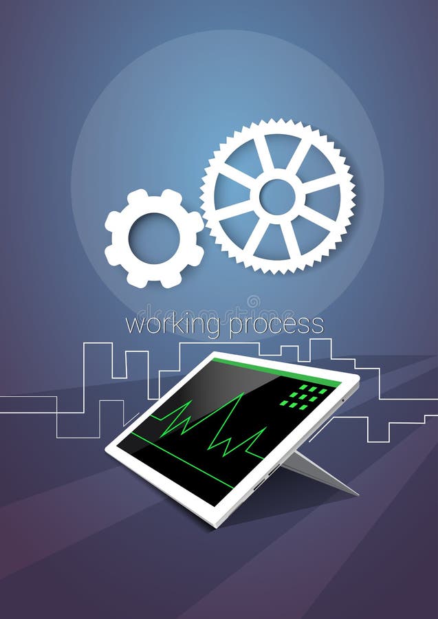 Tablet Computer Responsive Design Financial Graph Working Process Stock ...