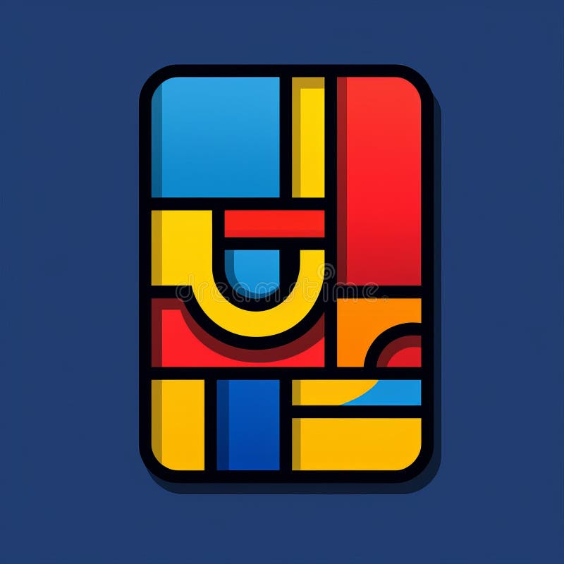 Colorful Cartoon Art Style Logo with Postmodern Abstraction Stock ...