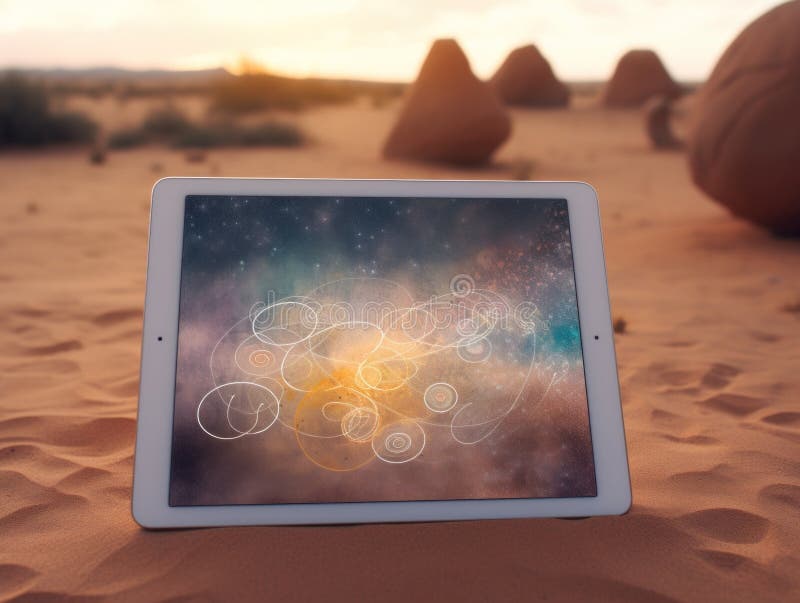 A Tablet Computer Sitting on Top of a Sandy Beach. Generative AI Image ...
