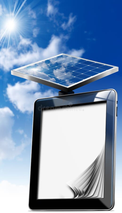 Tablet Computer with Solar Panel Stock Illustration - Illustration of ...