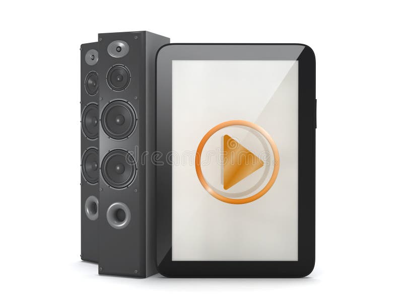 Tablet Computer with Sound System Stock Illustration - Illustration of ...