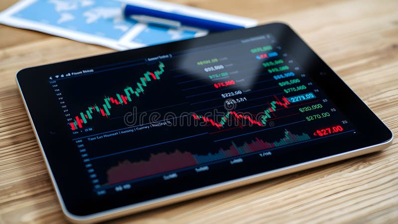 Tablet Computer with Stock Market Chart on Screen. Trading Concept ...