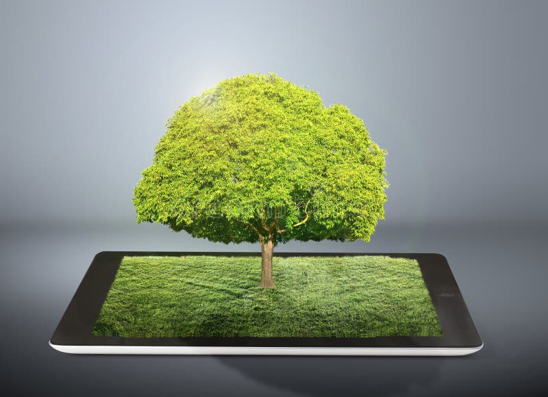 Tablet Computer and Tree on it Stock Illustration - Illustration of ...