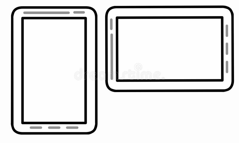 Tablet Computer Vector Illustration with Horizontal and Vertical ...