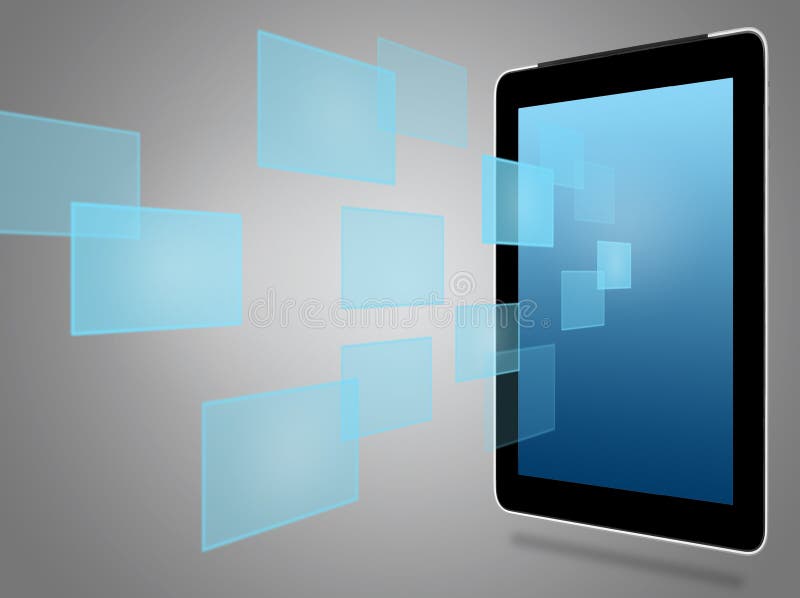 Tablet Computer and Virtual Icons Stock Illustration - Illustration of ...
