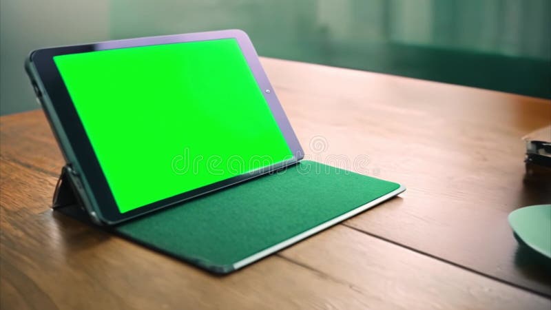Tablet Computer Mockup with Green Screen, Front View Stock Footage ...