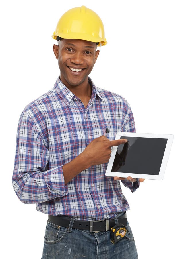 Tablet, Men and Construction Engineers with Blueprint in Office for ...