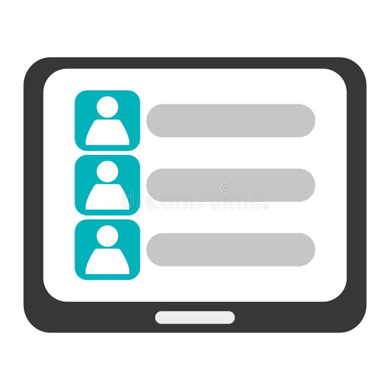 Tablet with Contact List on Screen Icon Stock Illustration ...