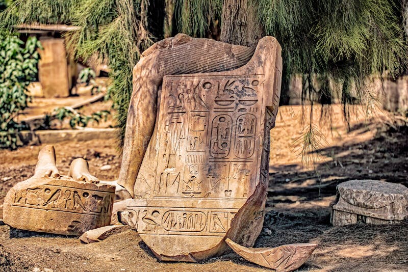 A Tablet of Covered in Hieroglyphics from a Monuments Base Stock Photo ...